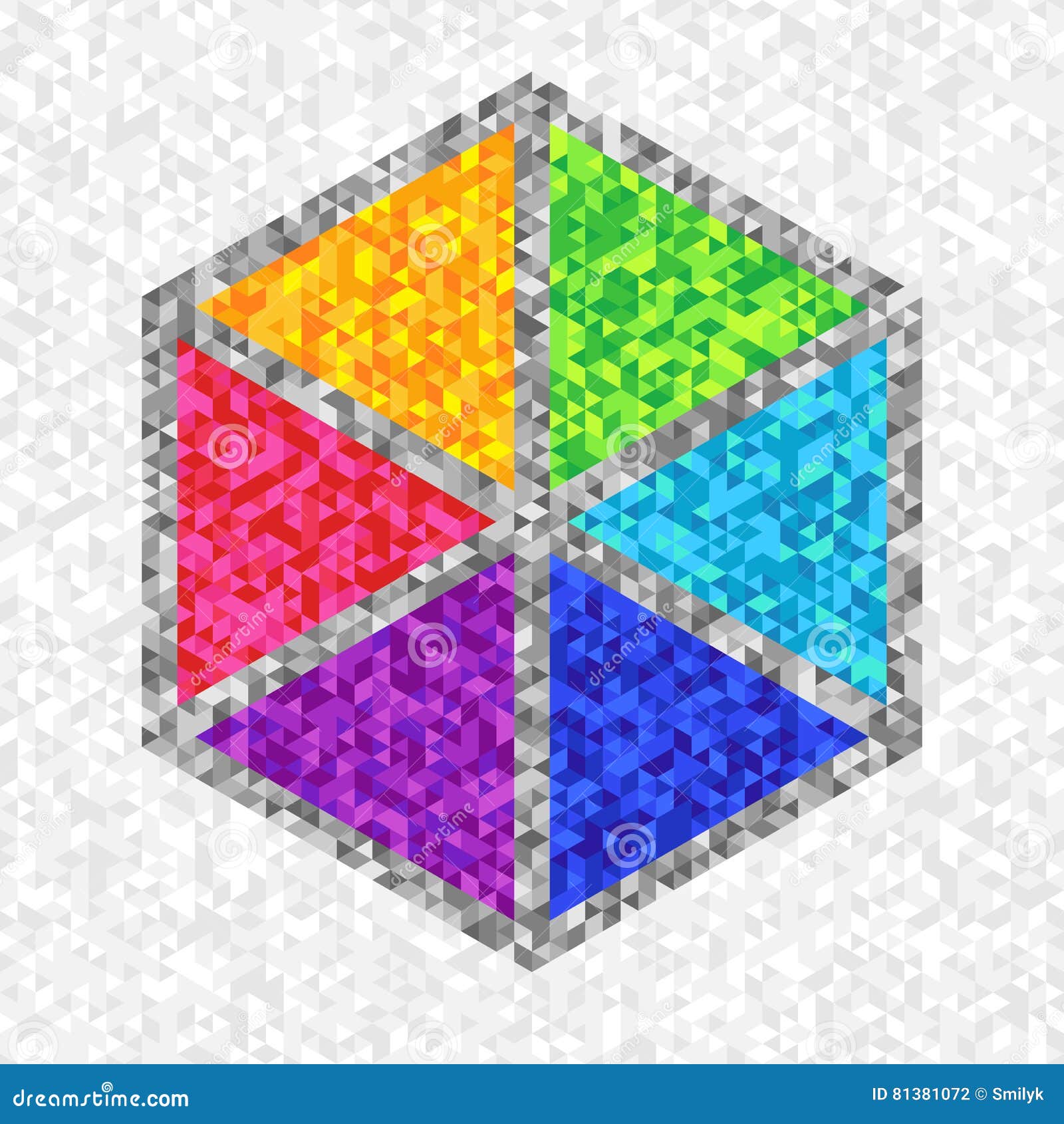 Creative Unique Symbol Hexagon of Colorful Triangles. Stock Vector ...