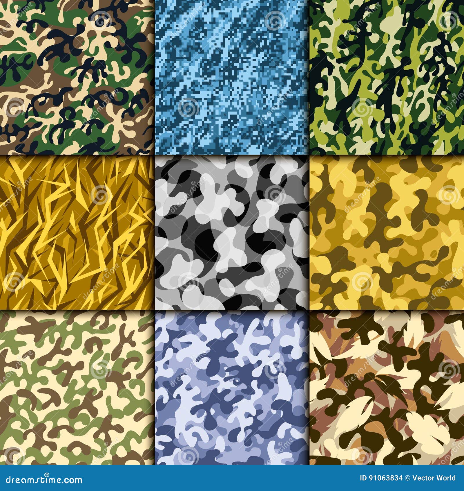 Creative Universal Hand Drawn Seamless Pattern Abstract Fill Military ...