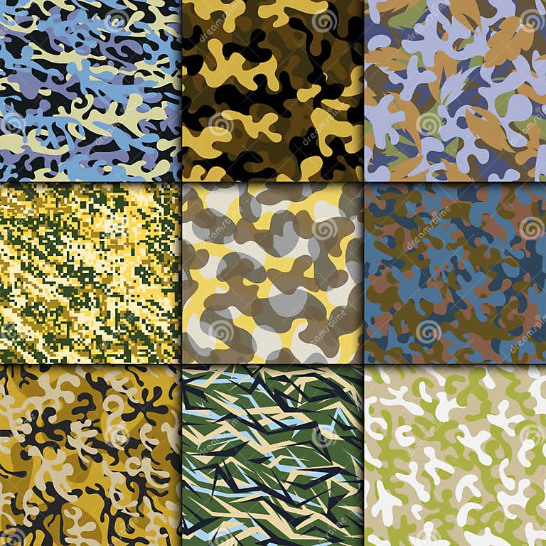 Creative Universal Hand Drawn Seamless Pattern Abstract Fill Military ...