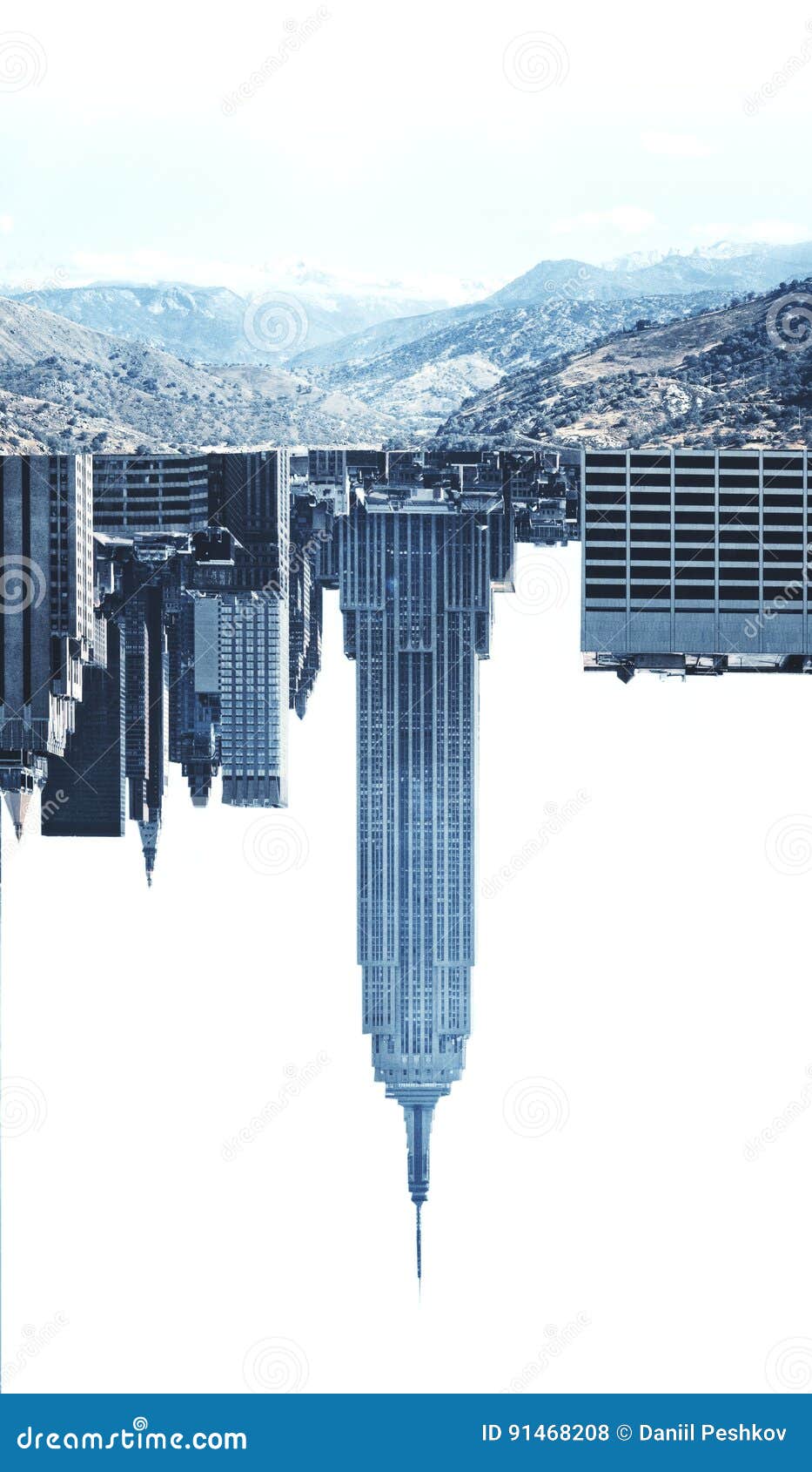 Creative Upside Down City and Ladscape Stock Photo - Image of business ...