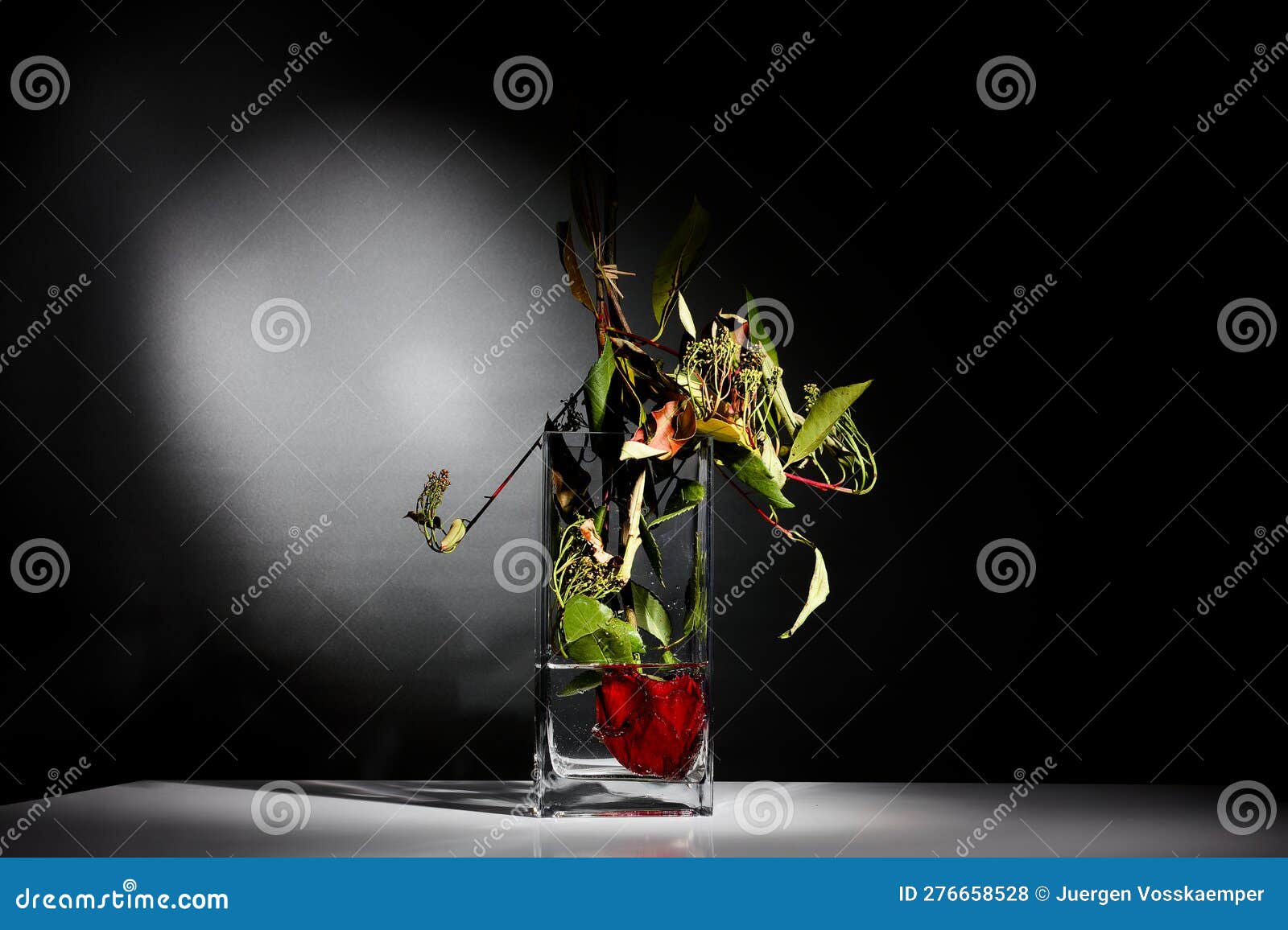 Creative Upside Down Concept - Red Rose with Head in a Flower Vase - a ...