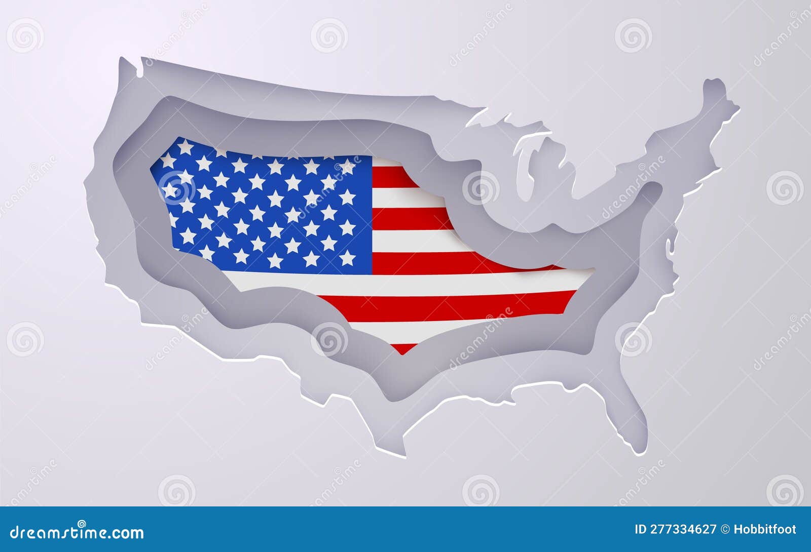 Creative USA Map with Flag Colors in Paper Cut Style. Stock Vector ...