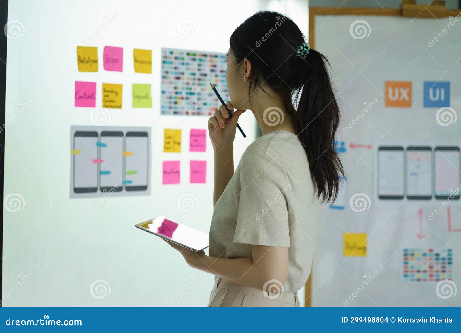 Creative Ux Designer Brainstorming Designing Screens for Mobile ...