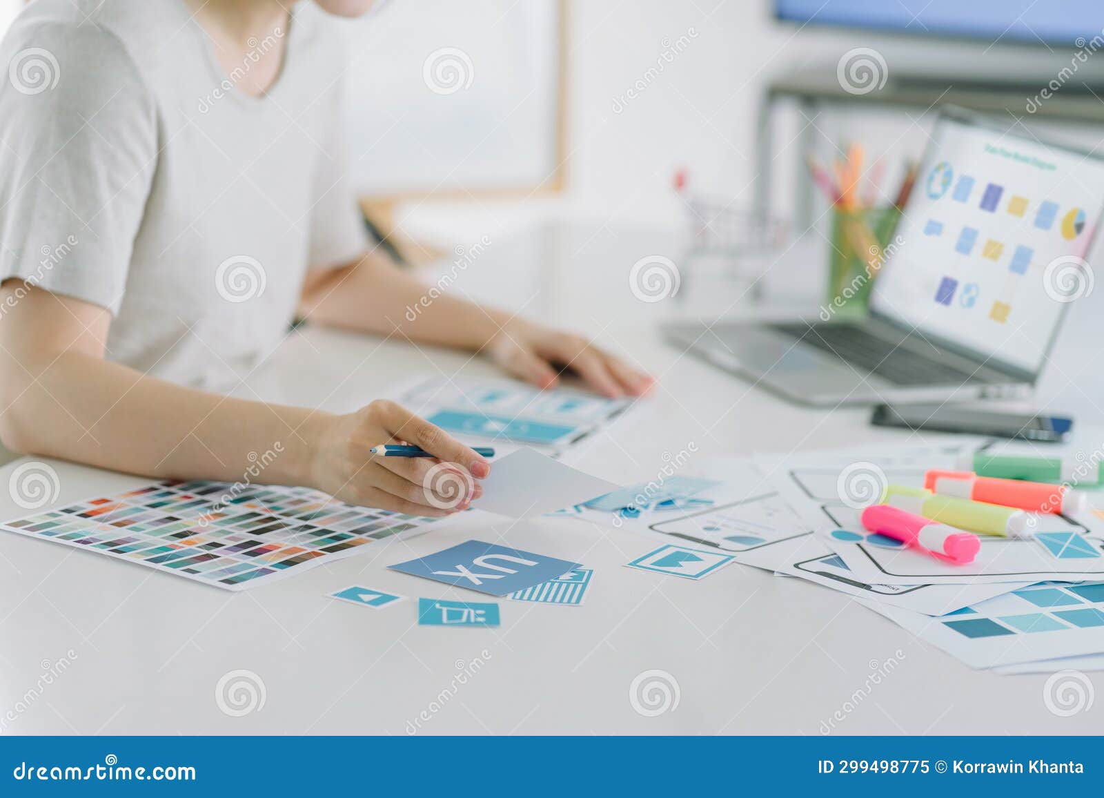 Creative Ux Designer Designing Screens for Mobile Responsive ...