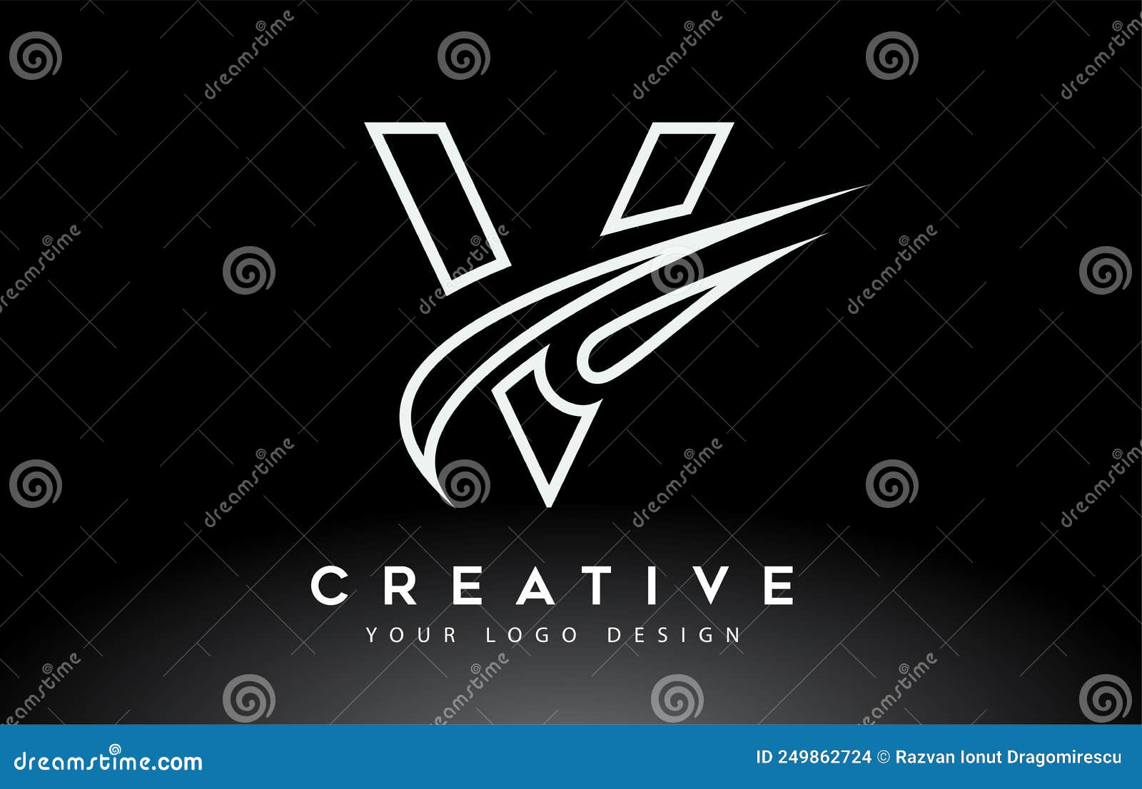 Creative V Letter Logo Design with Swoosh Icon Vector Stock Vector ...