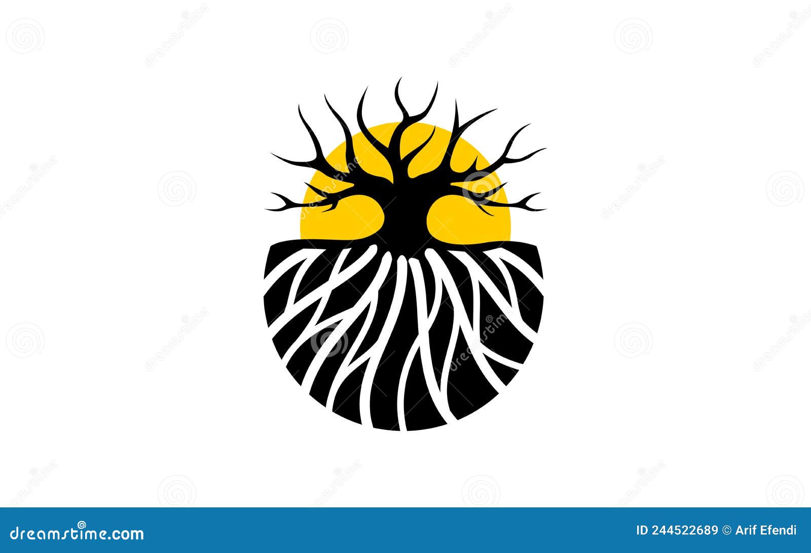 Creative Abstract Vector of Green Tree with Roots Vector Logo Design ...