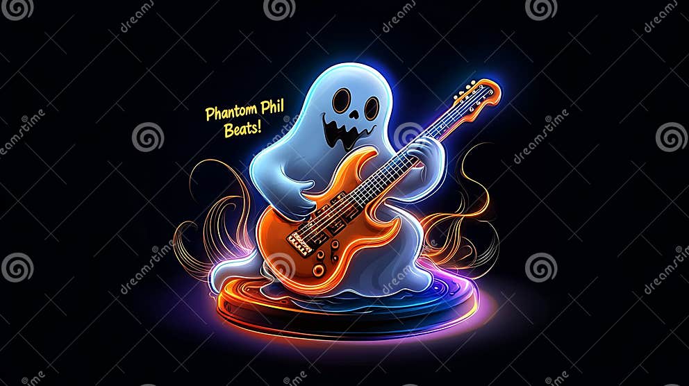 Creative Vector Graphic of a Ghost Playing Guitar Stock Illustration ...