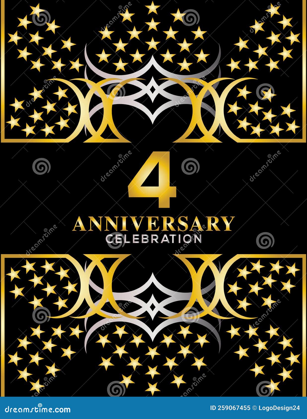 Creative Vector Illustration of Anniversary Celebration of 4 Years ...