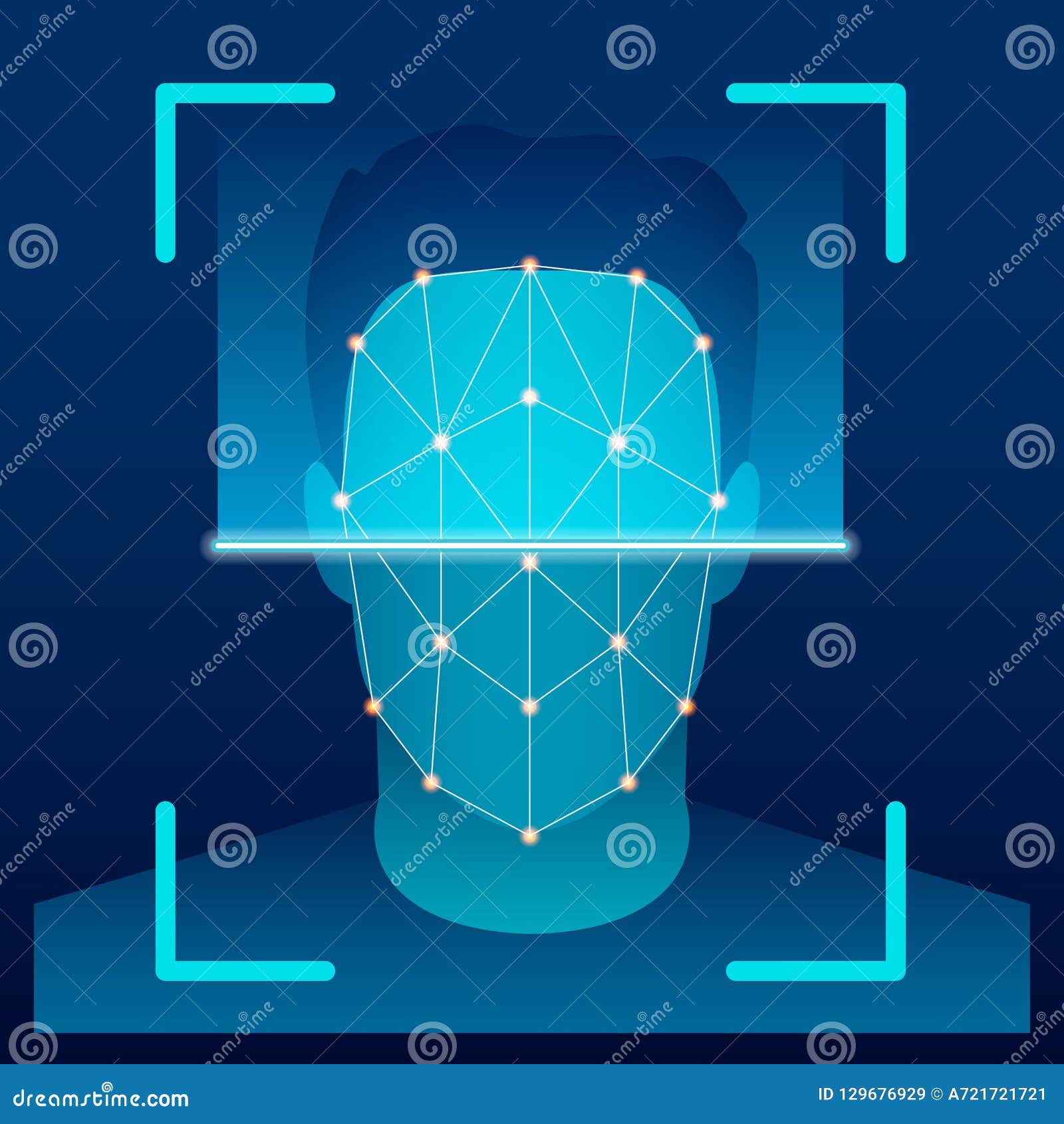 Creative Vector Illustration Of Biometric Face Verification Scan
