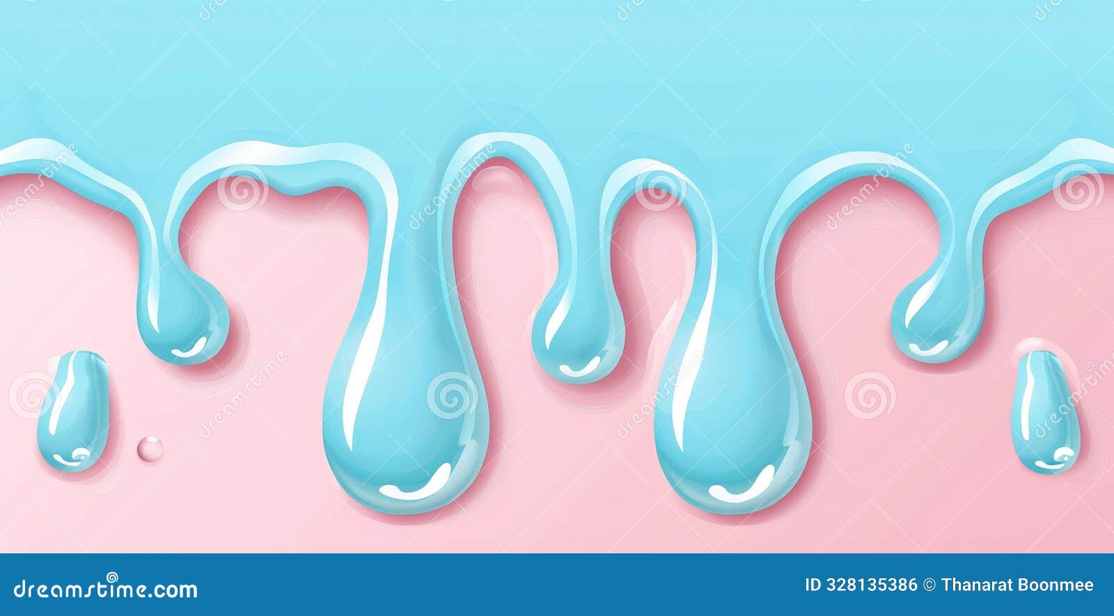 Creative Vector Illustration Blue Paint Drips on a Pink Wall. Water ...