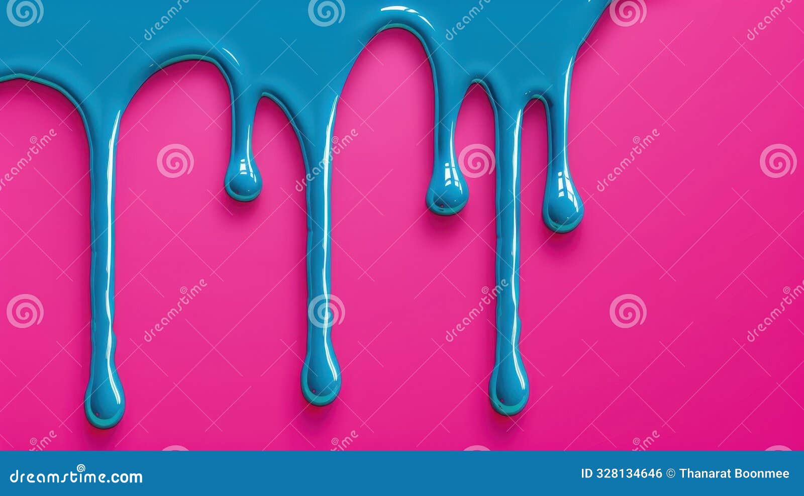 Creative Vector Illustration Blue Paint Drips on a Pink Wall. Water ...