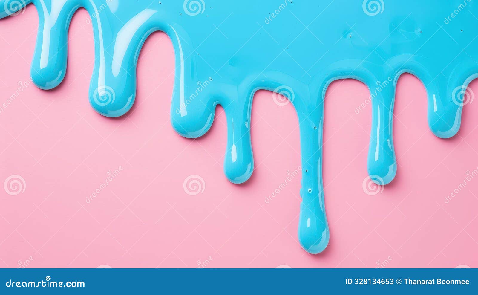 Creative Vector Illustration Blue Paint Drips on a Pink Wall. Water ...