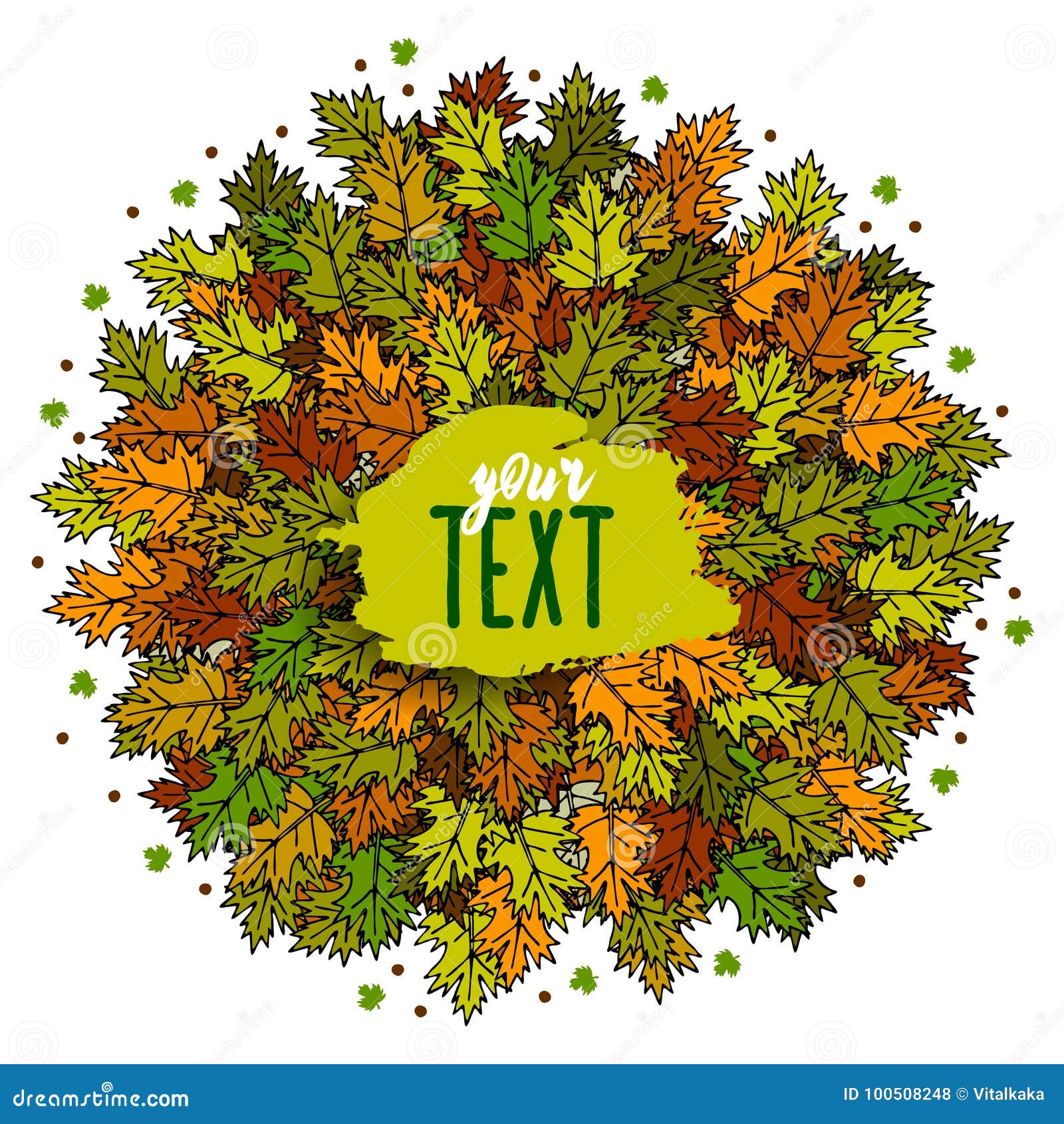 Round Label with Leaves and Lettering. Colorful Illustration for a ...