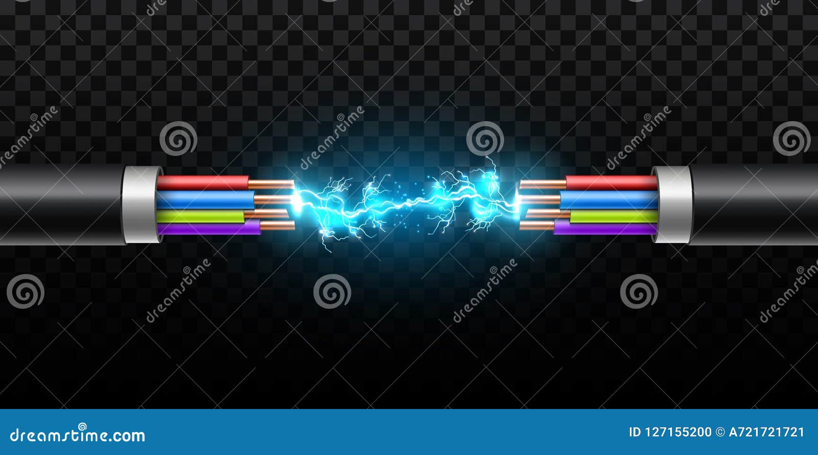 Creative Vector Illustration Of Electric Glowing Lightning Between ...