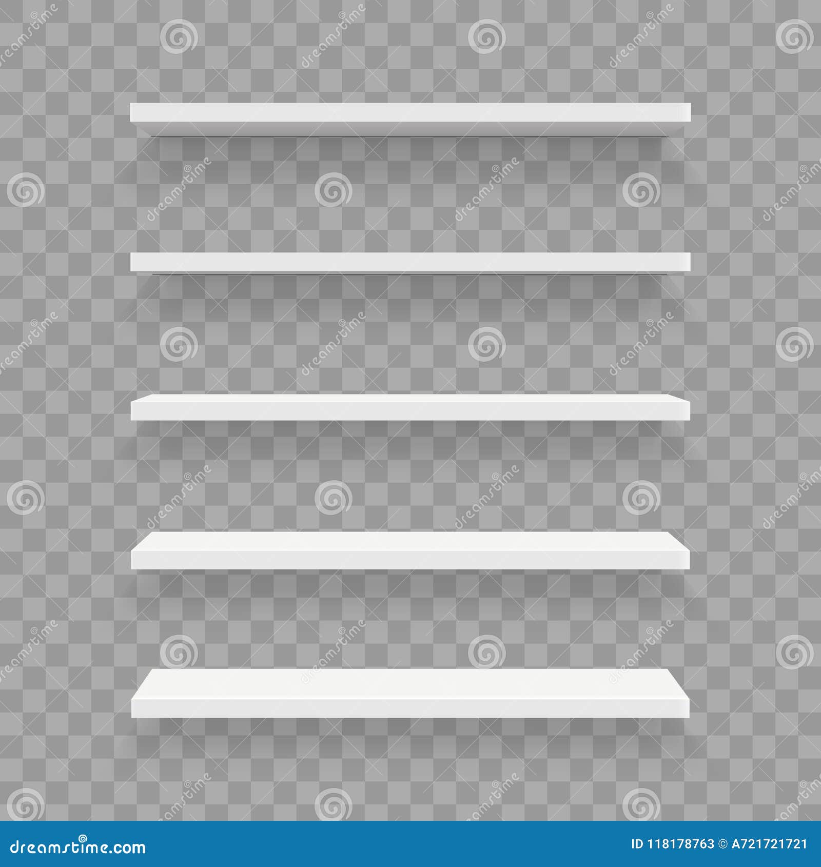 Creative Vector Illustration of Empty Shelves Set on Wall Isolated on ...