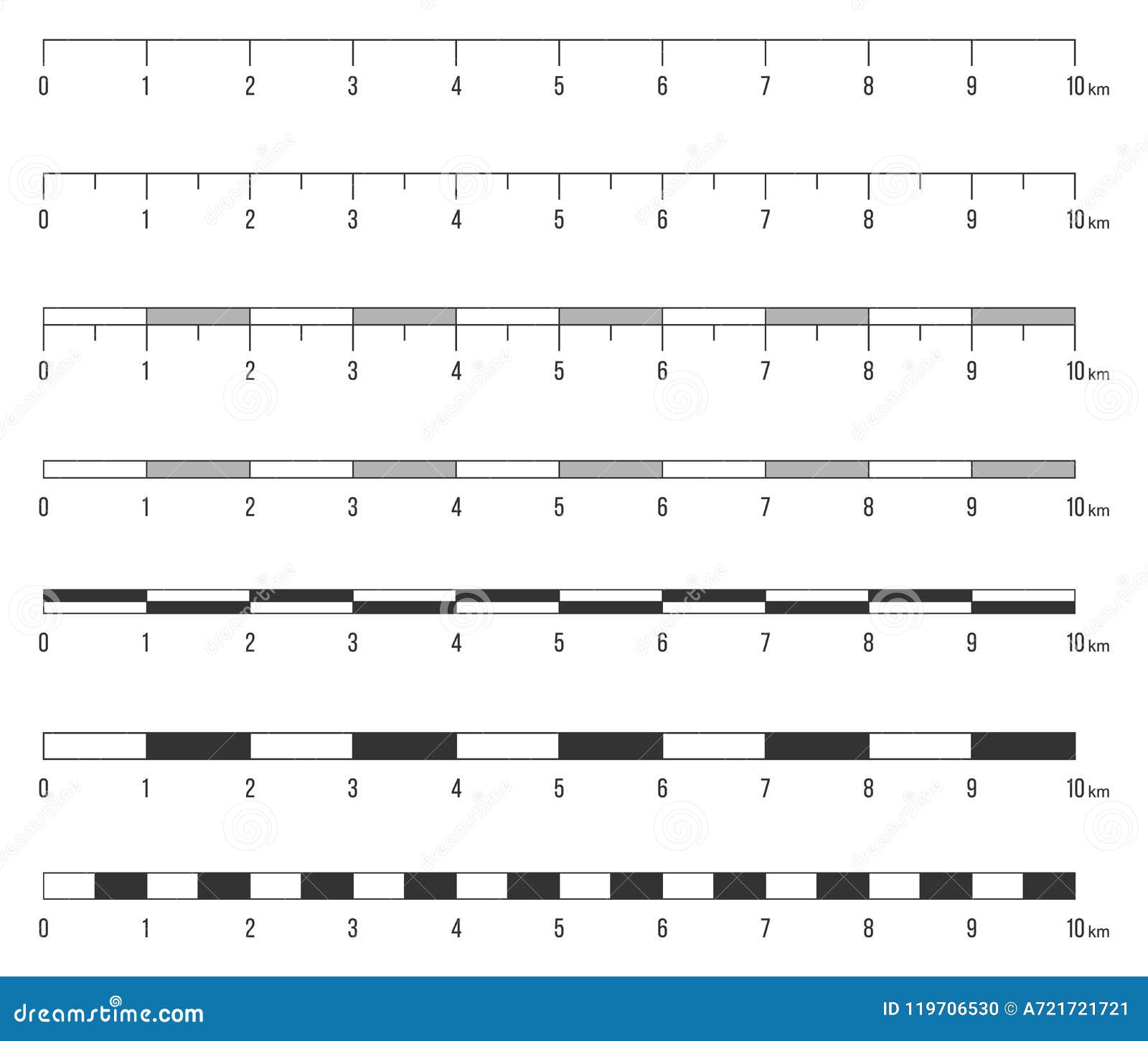 Creative Vector Illustration of Map Scale Line Set Isolated on ...