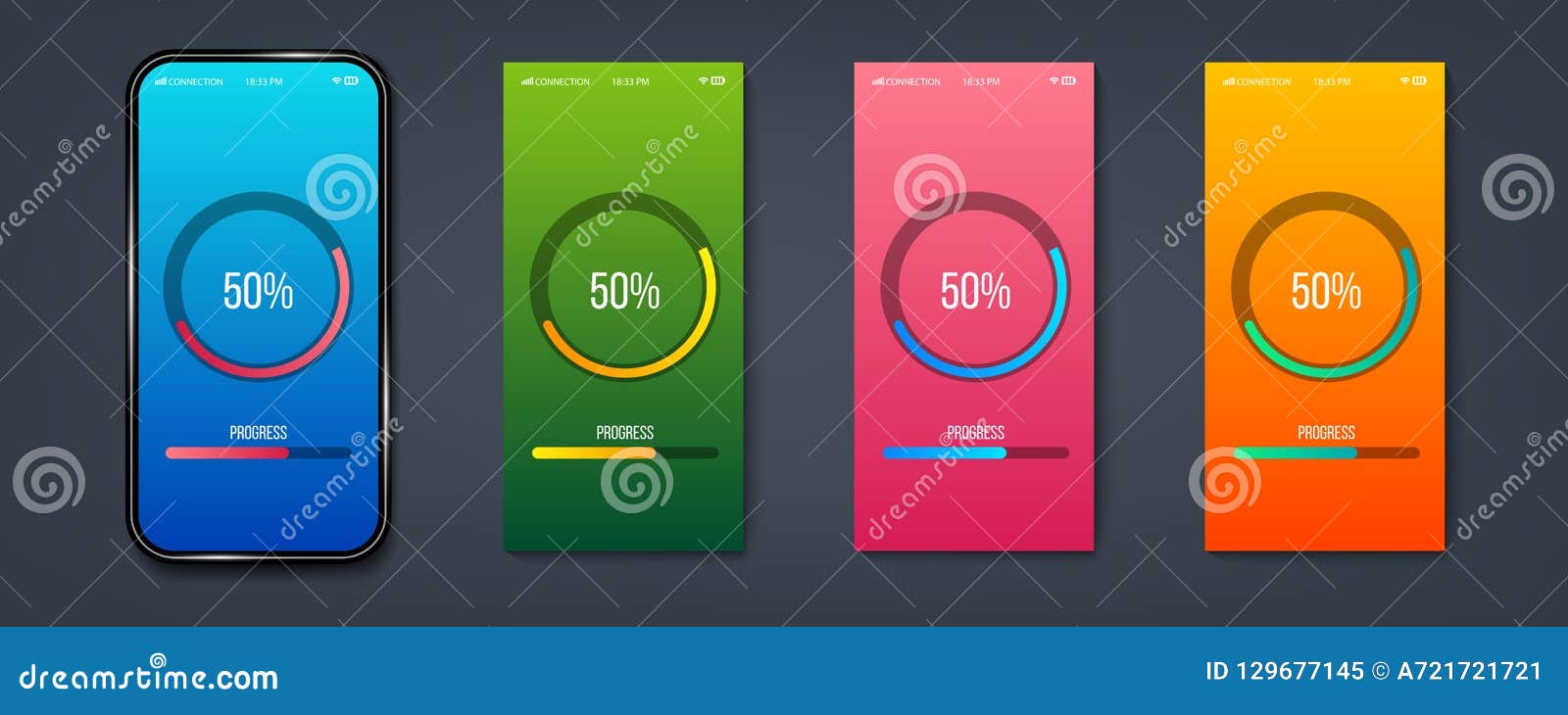 Creative Vector Illustration of Mobile App Progress Bar Loading ...