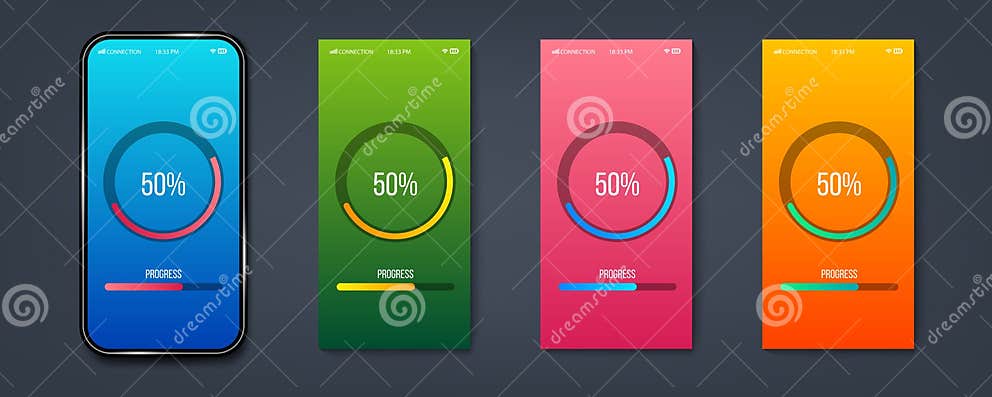 Creative Vector Illustration of Mobile App Progress Bar Loading ...