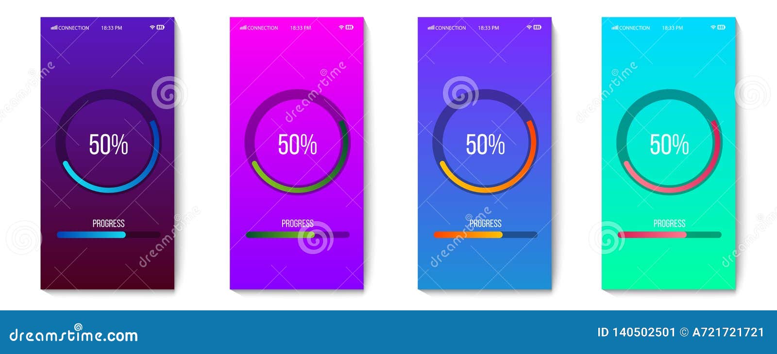 Creative Vector Illustration of Mobile App Progress Bar Loading ...