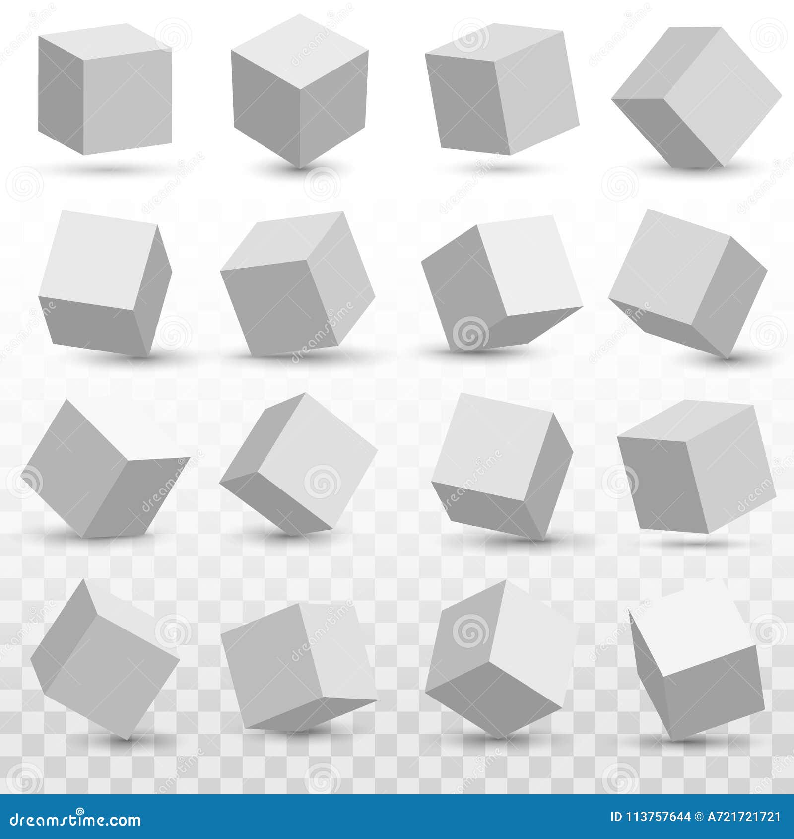 Creative Vector Illustration Of Perspective Projections 3d Cube Model ...