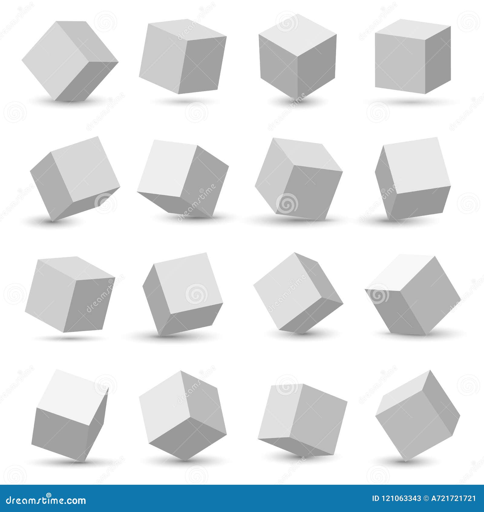 Creative Vector Illustration of Perspective Projections 3d Cube Model ...