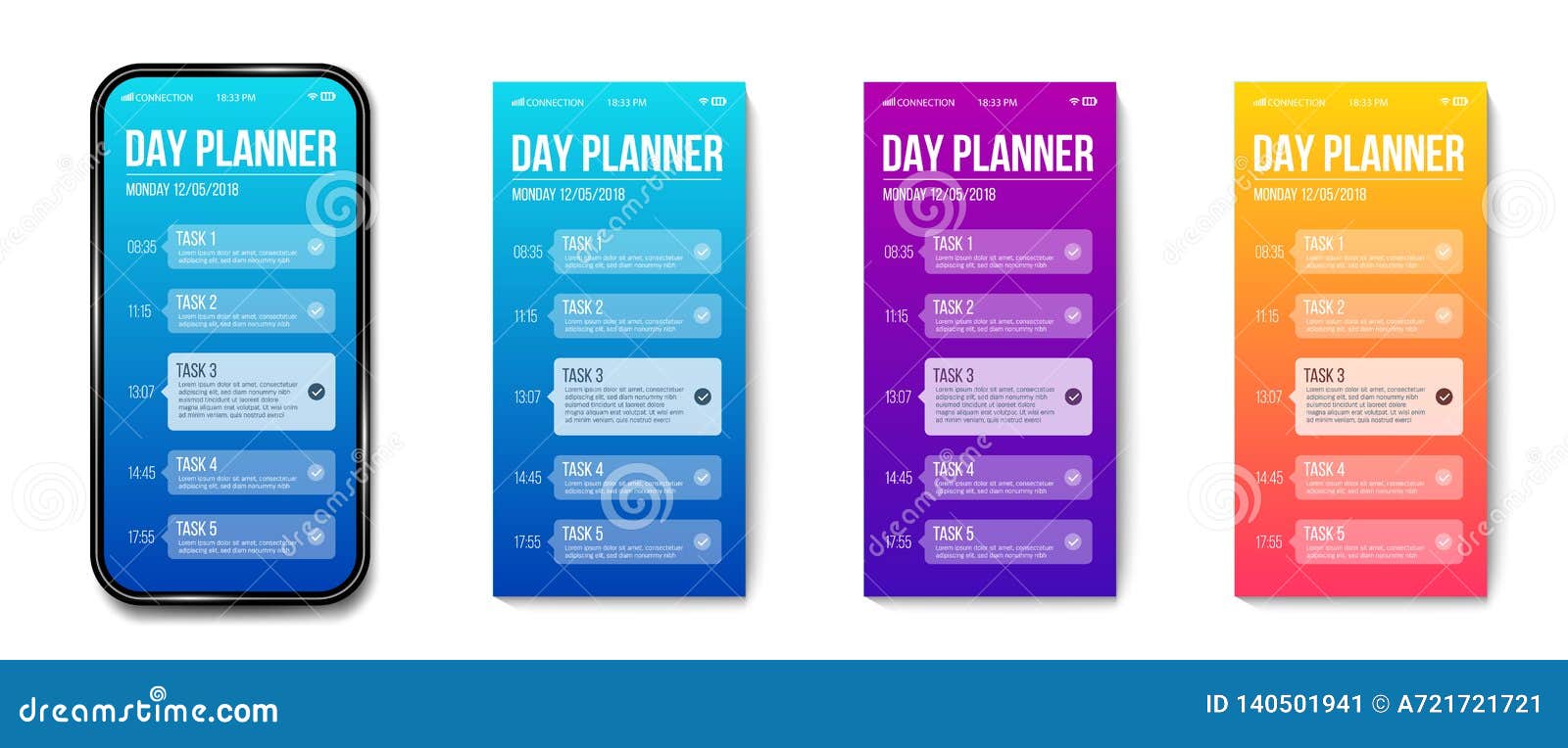 Creative Vector Illustration of Phone Day Planner Template, Calendar ...