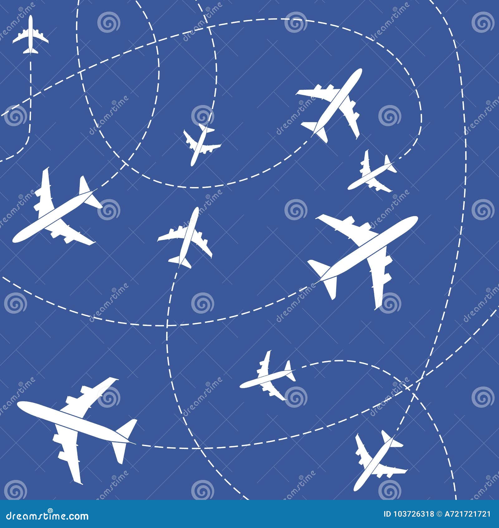 Creative Vector Illustration of Plane with Dashed Path Lines Isolated ...