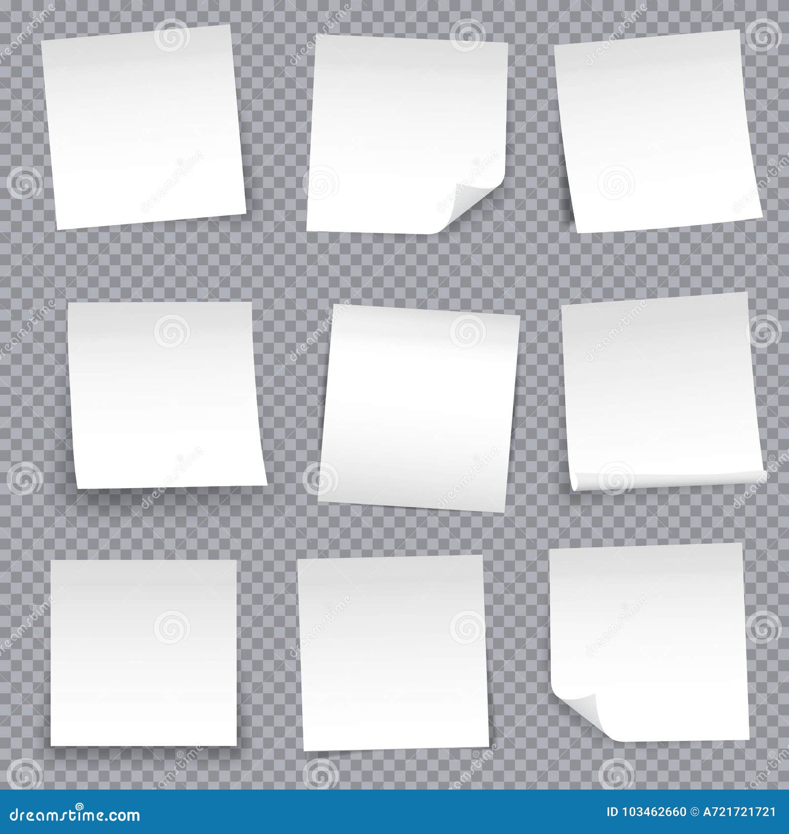 Post Note Sticker Set On Transparent Background. Paper Sticky Tape With ...