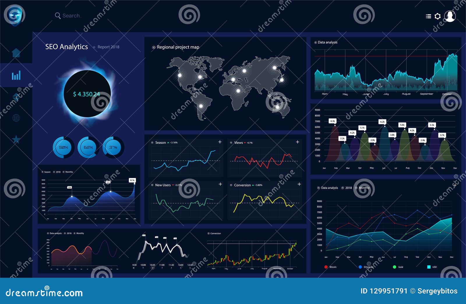 Creative Vector Illustration of Web Dashboard Info Stock Vector ...