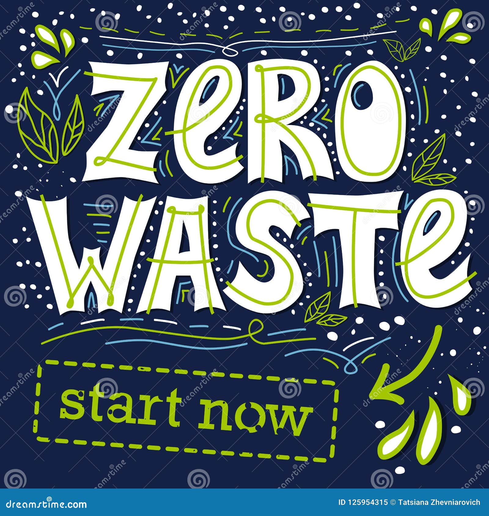 Creative Vector Lettering with Words Zero Waste Stock Vector ...