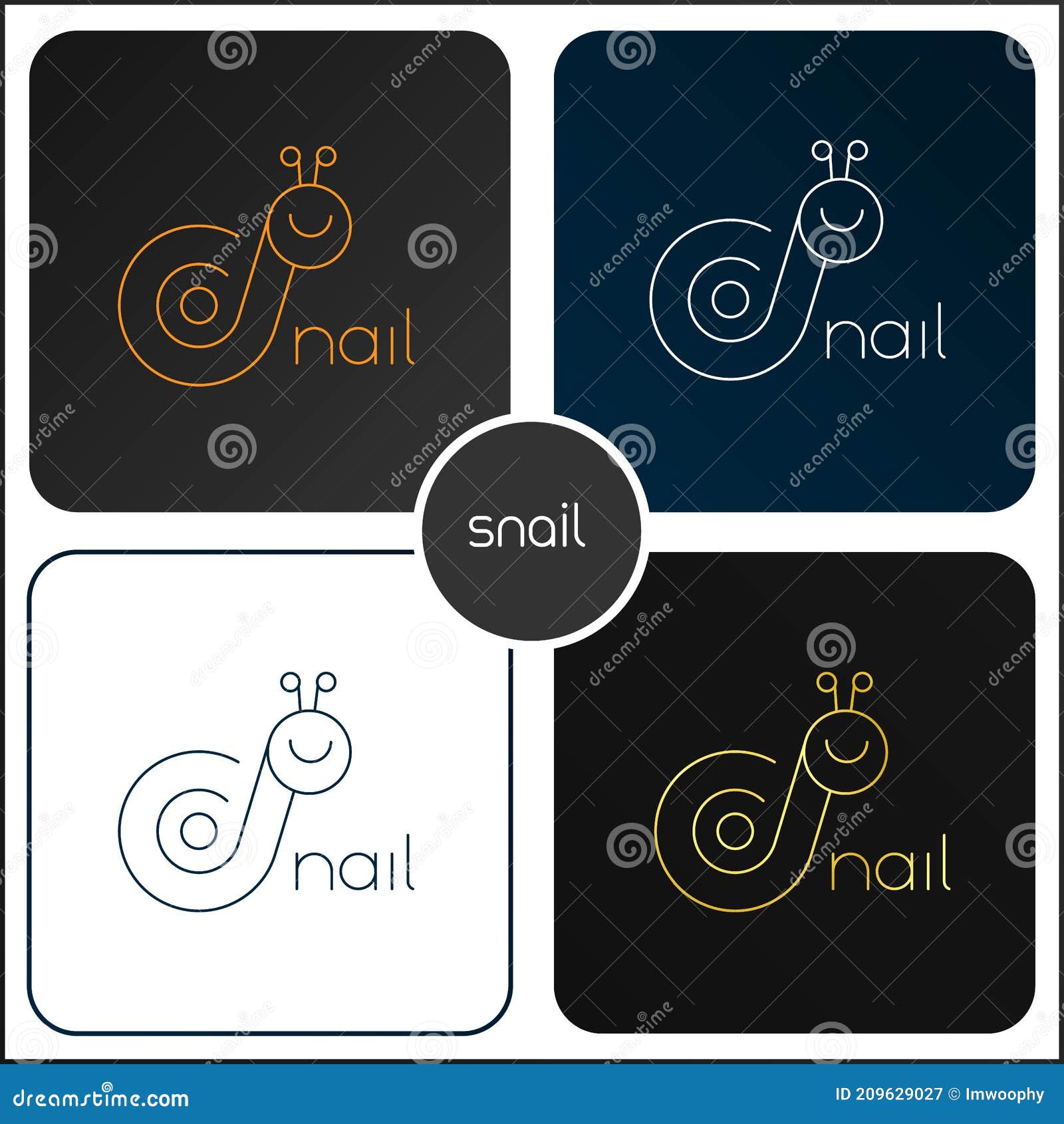 Creative Vector Logo Set of Abstract Stylized Snail. Stock Vector ...