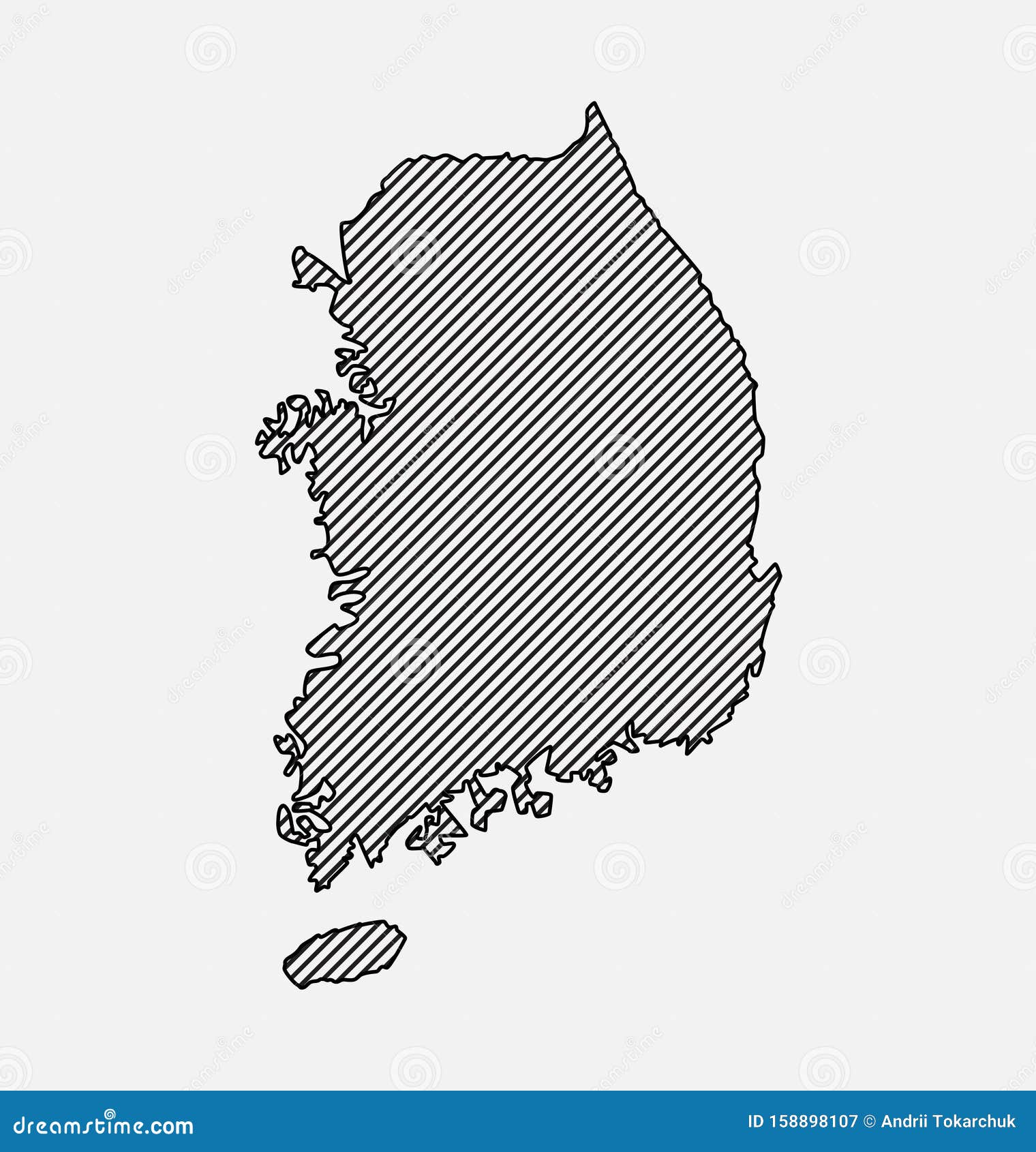 South Korea Country Map with Creative Lines Vector Stock Vector ...