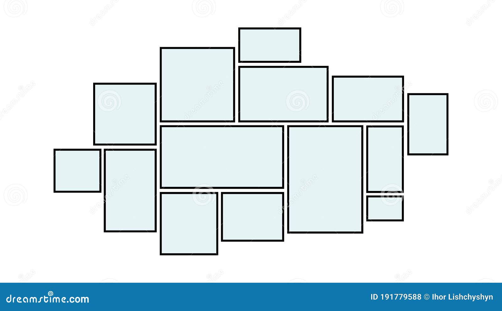 Creative Vector Template Collage Consisting of 14 Frames for a Photo of ...