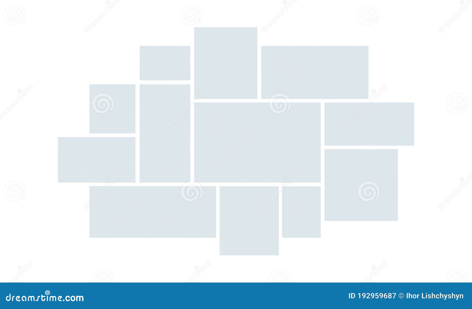 Creative Vector Template Collage Consisting of 12 Frames for a Photo of ...