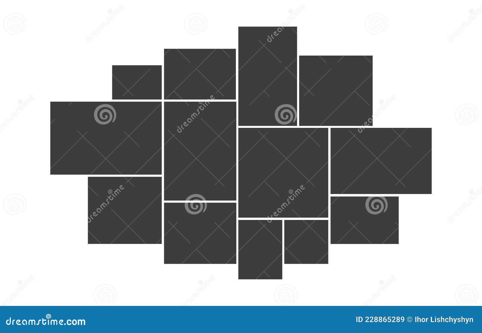Creative Vector Template Collage Consisting of 13 Frames for a Photo of ...