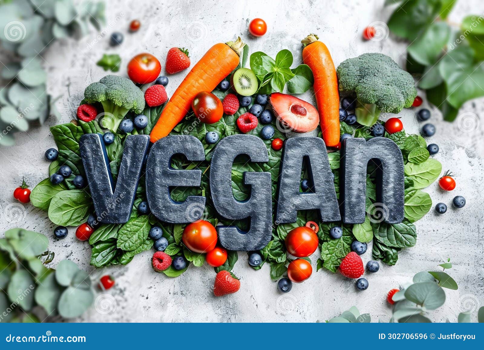 Creative Vegan Word in Fresh Produce. Generative Ai Stock Illustration ...