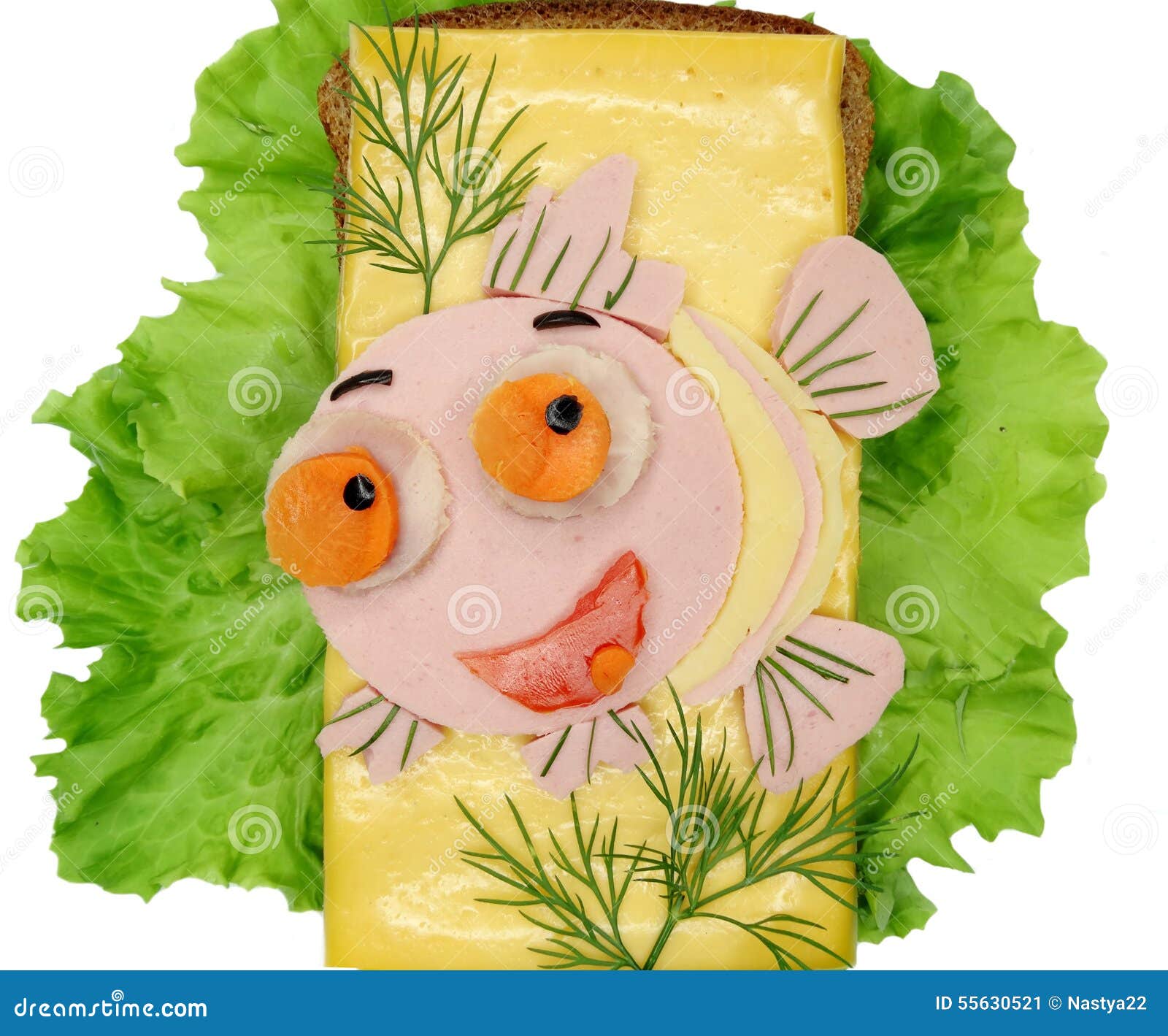 Creative Sandwich Cheese Salami Fish Form Stock Photos - Free & Royalty ...