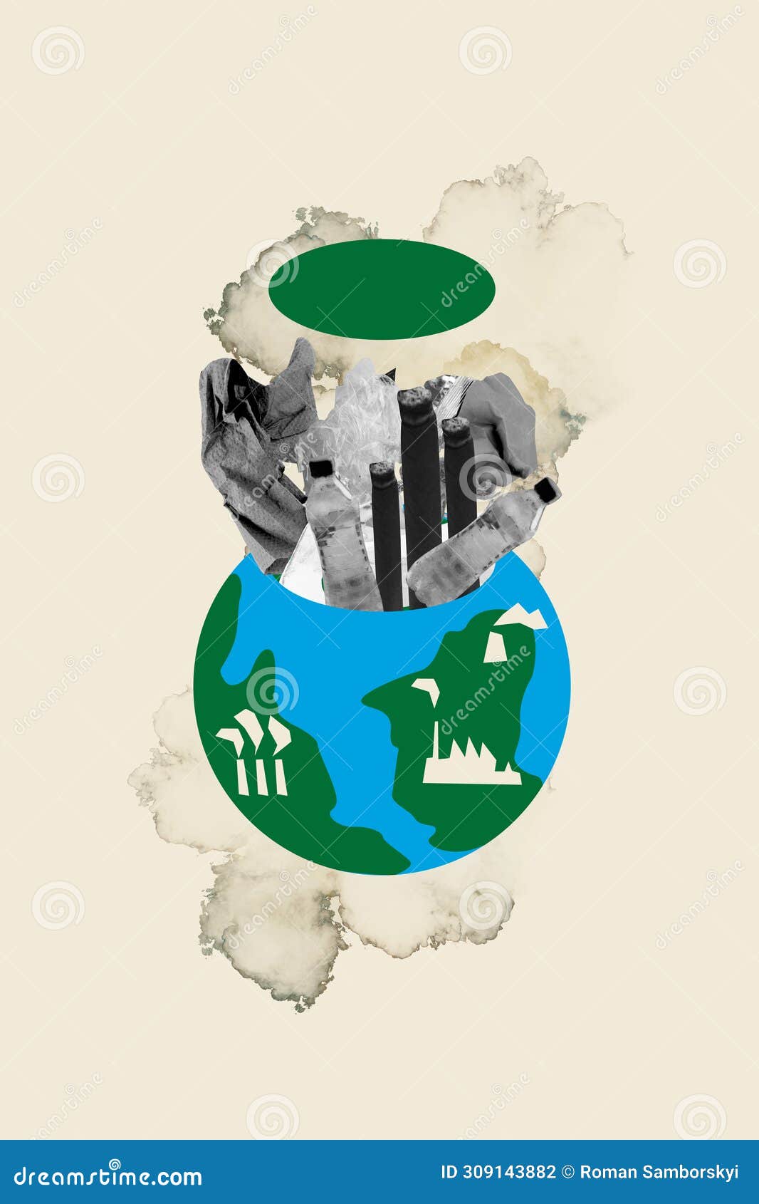 Creative Vertical Collage Banner Earth Planet Pollution Plastic Bottle ...