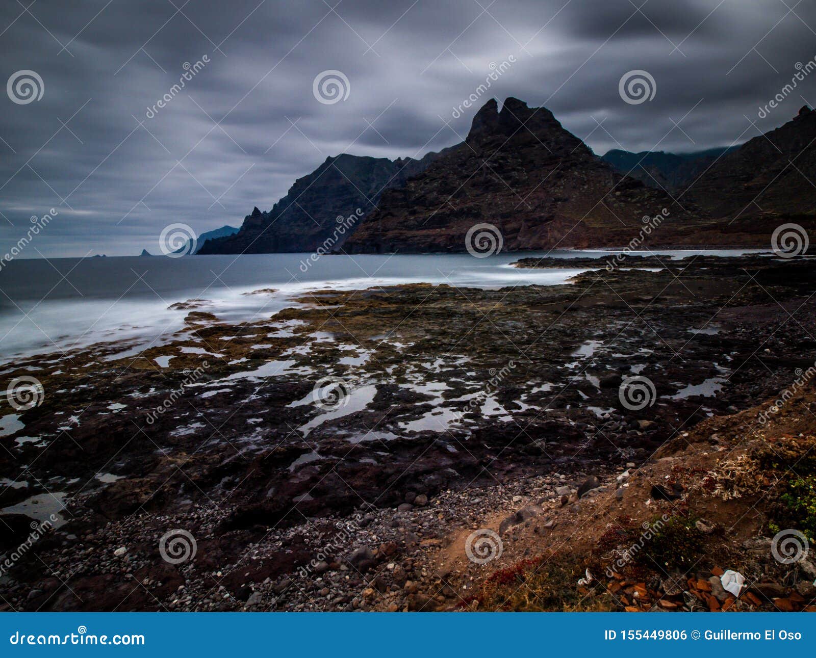 Creative View Over the Atlantic Ocean and the Coast of Tenerife Stock ...
