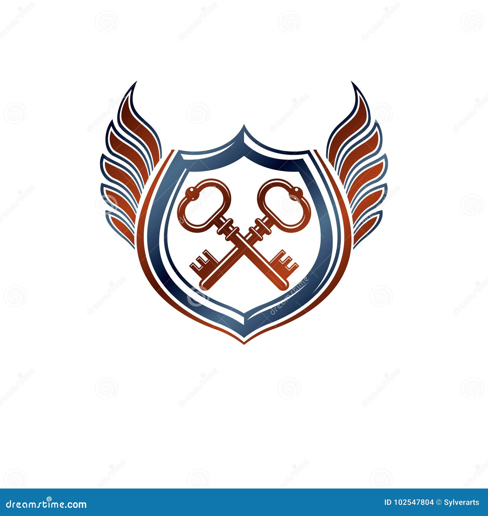 Creative Vintage Emblem with Old Keys, Vector Heraldic Design, P Stock ...