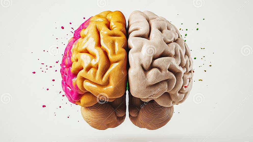 Creative Visualization of the Human Brain’s Dual Functionality Stock ...