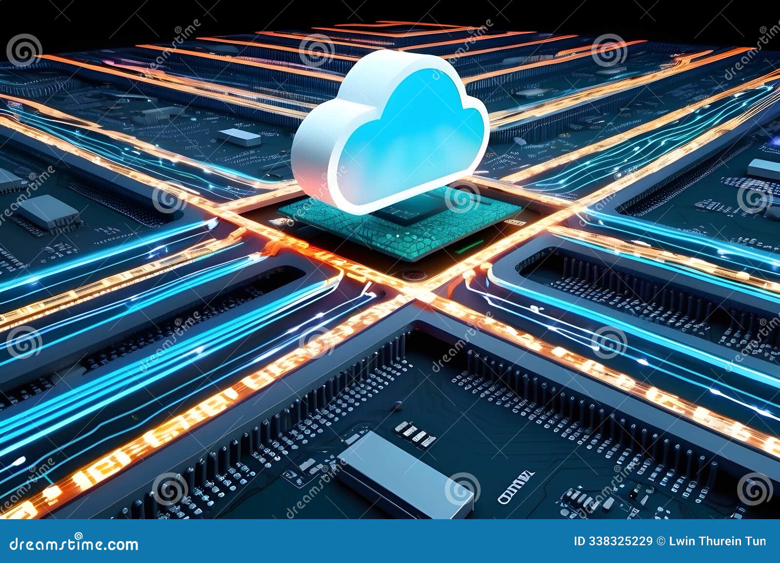 Integrated Cloud Chip Design Stock Illustration - Illustration of ...
