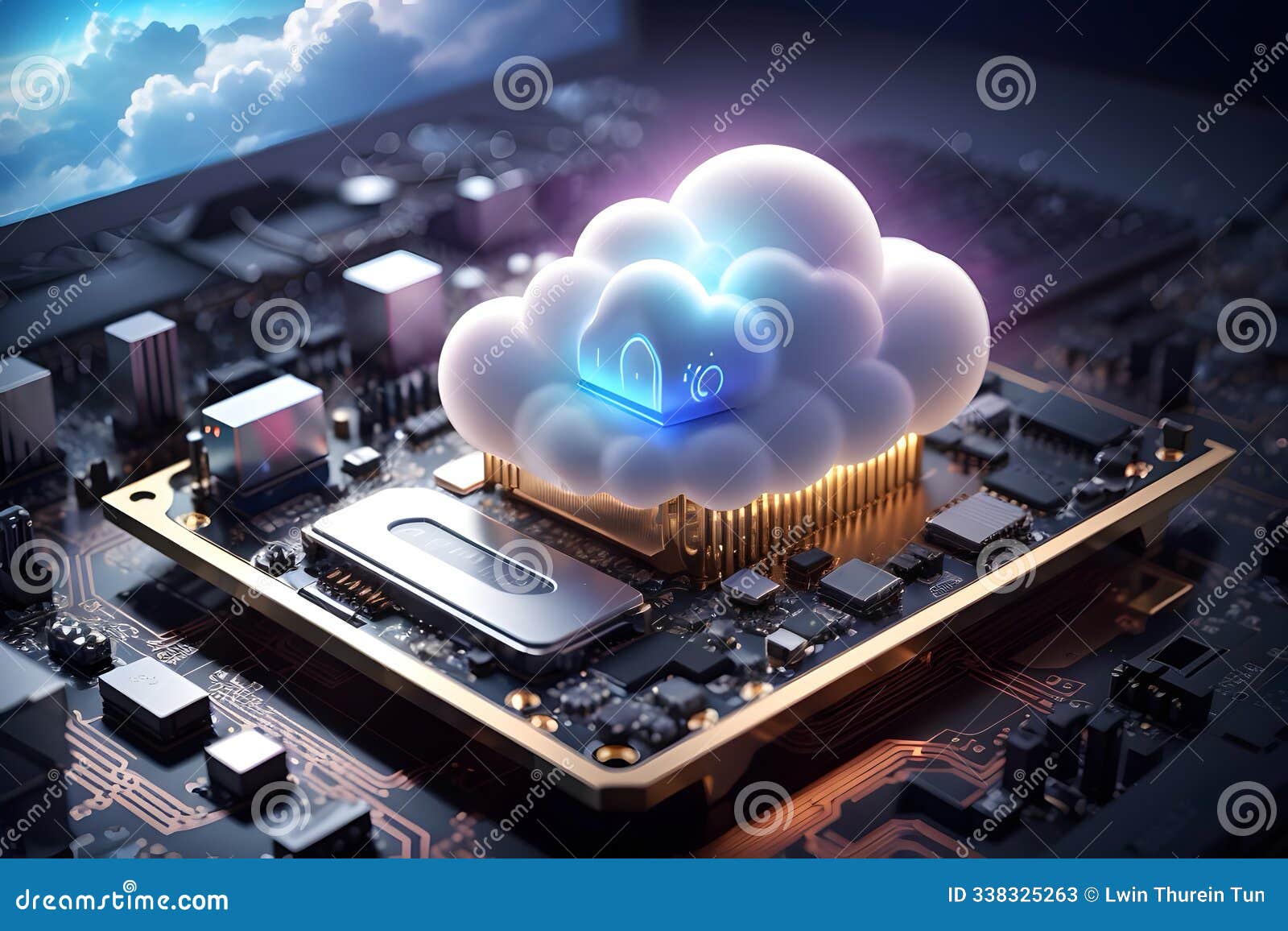 Integrated Cloud Chip Design Stock Illustration - Illustration of ...