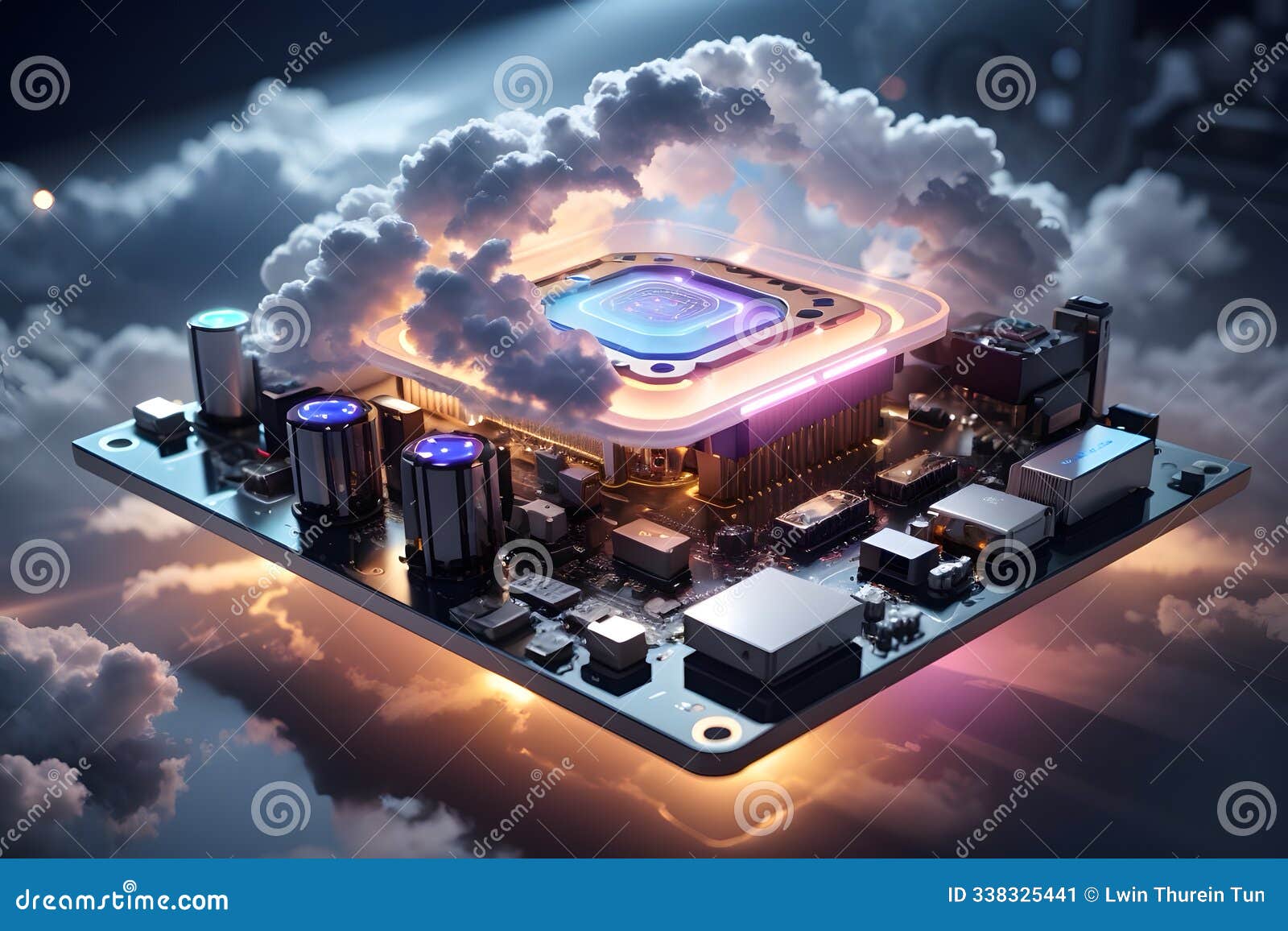 Integrated Cloud Chip Design Stock Illustration - Illustration of ...