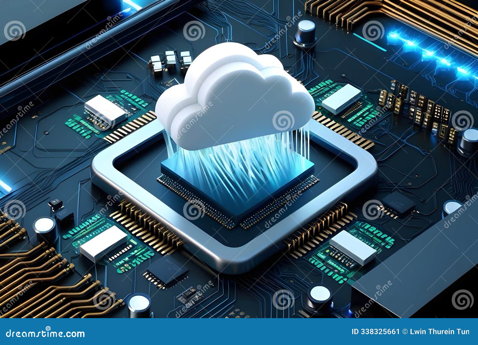Integrated Cloud Chip Design Stock Illustration - Illustration of ...