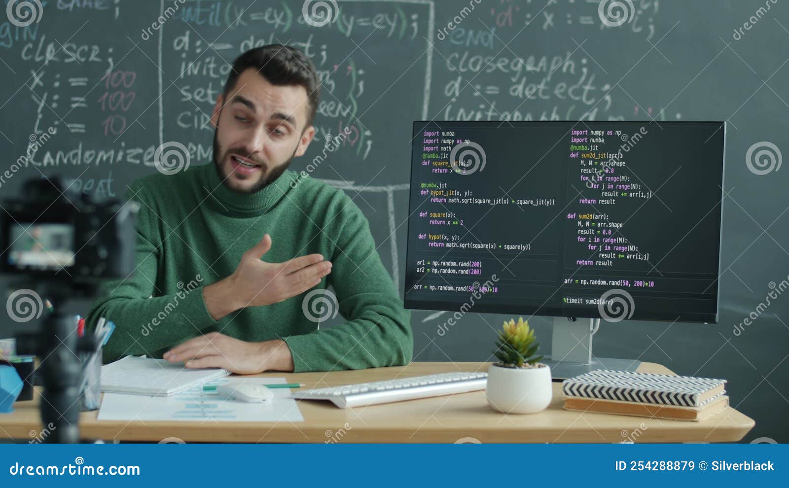 Creative Vlogger Recording Video for Social Media Teaching it Pointing ...