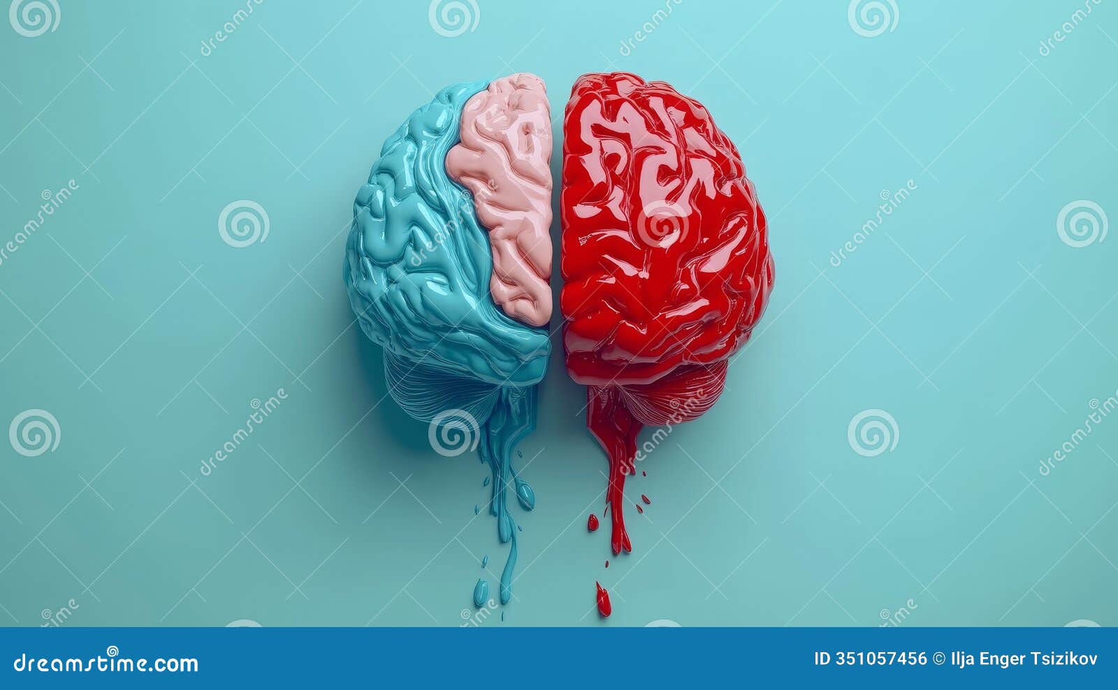 Creative Vs. Logical Thinking, Left and Right Brain Hemispheres, Blue ...