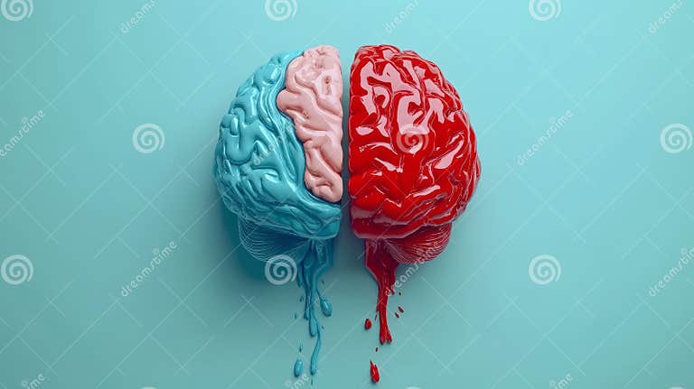 Creative Vs. Logical Thinking, Left and Right Brain Hemispheres, Blue ...