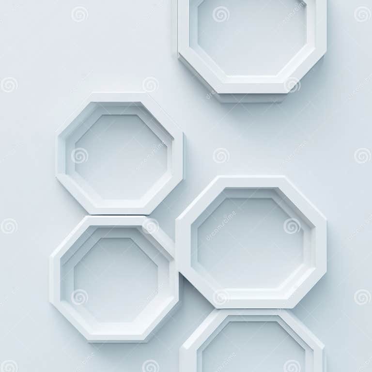 Creative Wall Design Featuring Stacked Octagonal Frames in a Minimalist ...