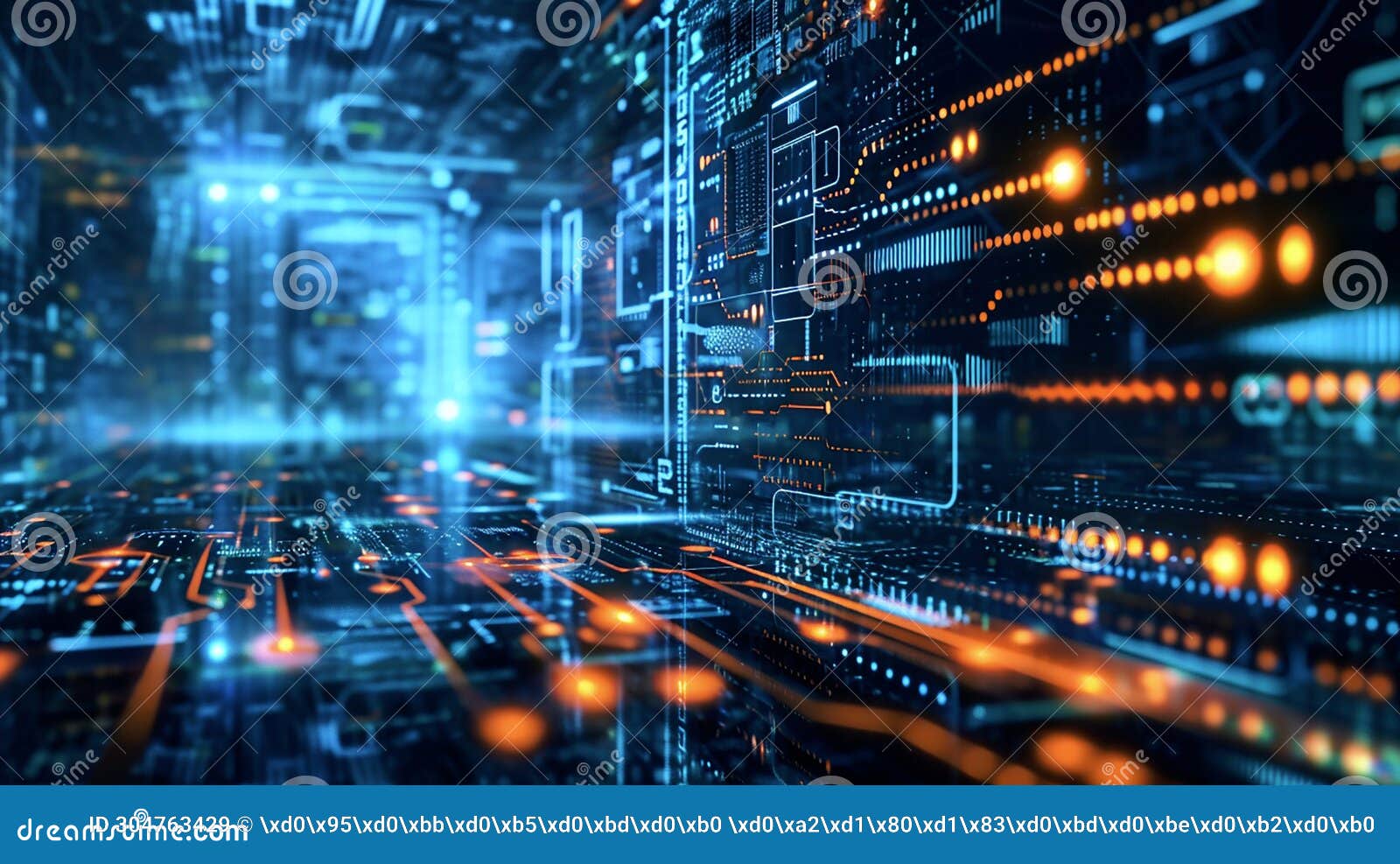 Creative Wallpaper Digital Board with Electronic Circuits in ...